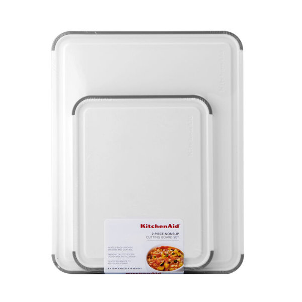 KitchenAid Classic Nonslip 2 Piece Plastic Cutting Board, White | Wayfair
