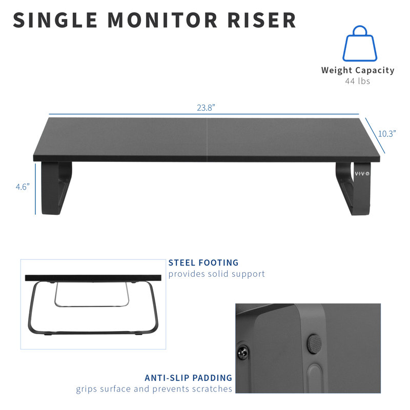 VIvo Black Monitor Riser & Reviews | Wayfair