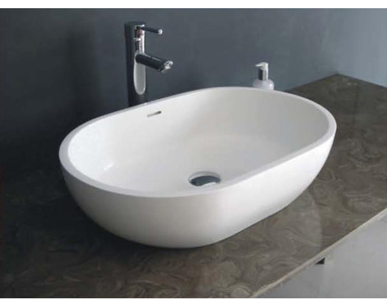 Legion Furniture 15'' White Matt Solid Surface Oval Vessel Bathroom ...