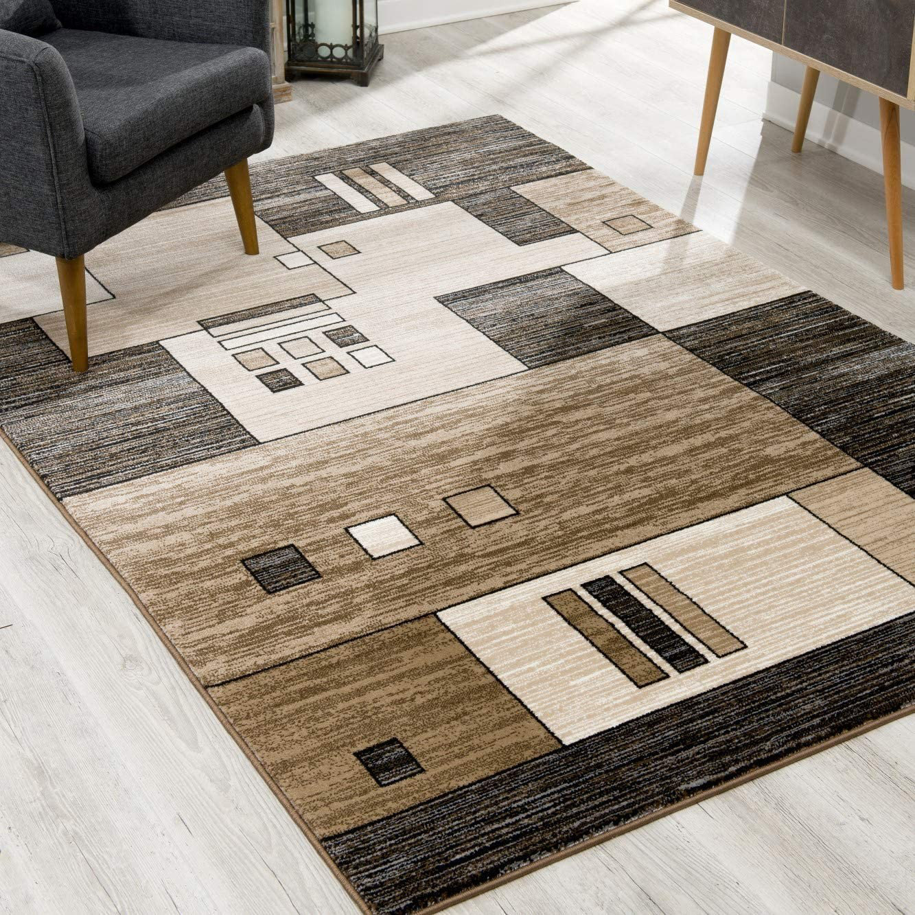 Corrigan Studio® Beige And Brown Geometric Rug | Wayfair