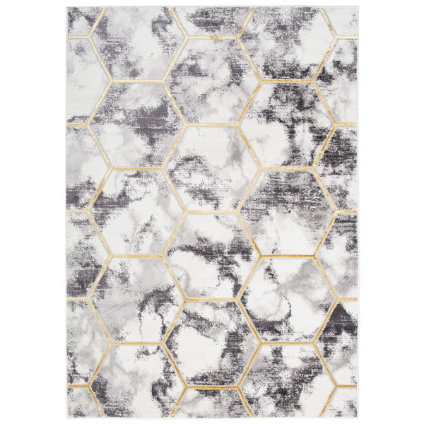 Fairmont Park Barnicle Flatweave Grey/White/Gold Rug | Wayfair.co.uk