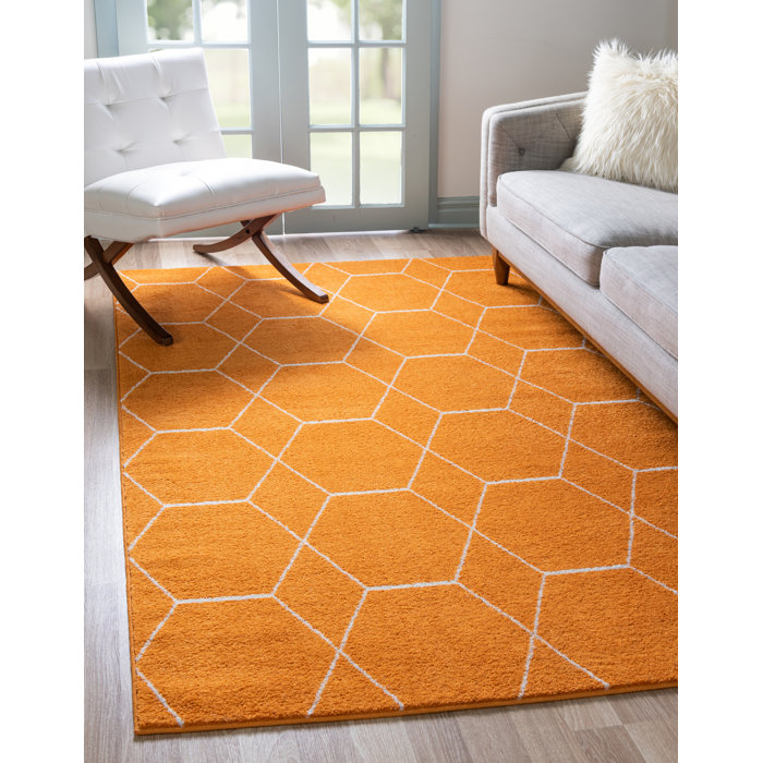 Wrought Studio Mariam Geometric Orange Area Rug & Reviews | Wayfair