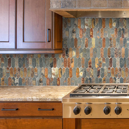 Mosaic Kitchen 2" x 6" Slate Mosaic Wall & Floor Tile | Wayfair