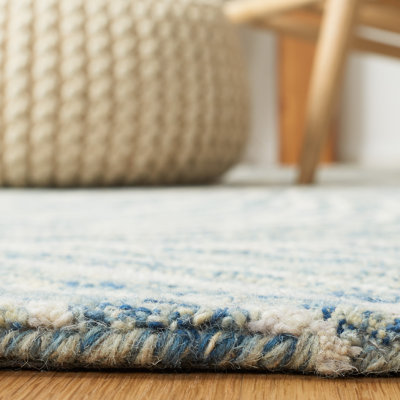 Wade Logan® Aeryana Handmade Wool Blue/Ivory Rug | Wayfair