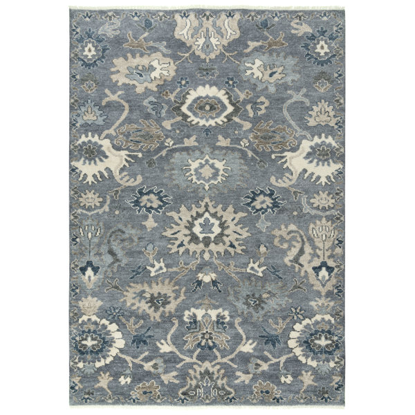 Rizzy Home Handmade Hand-Knotted Gray/Blue/Cream Rug | Wayfair