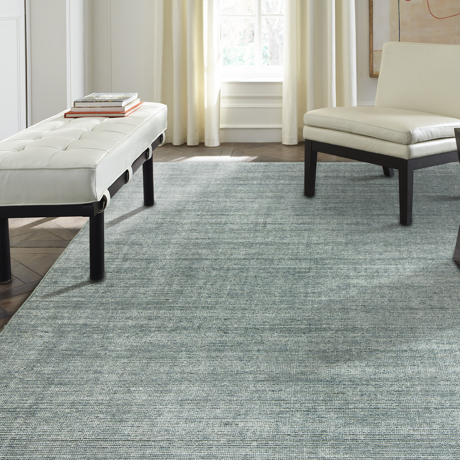 Highland Dunes Zanowitz Handmade Flatweave Wool Steel Blue Rug ...