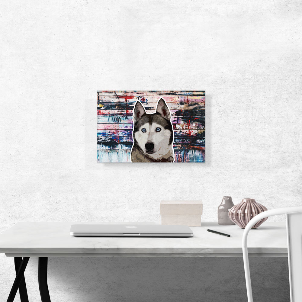 ARTCANVAS Siberian Husky Dog Breed Graffiti Rectangle - Wrapped Canvas ...