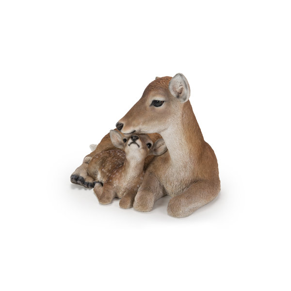 Hi-Line Gift Ltd. Cuddling Mother And Baby Deer 1 Piece Garden Statue ...