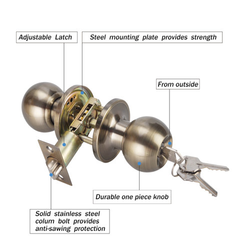 NEWBANG Entrance Lever Keyed Door Knob | Wayfair