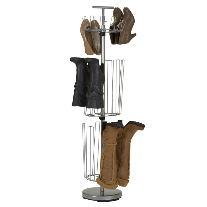 Rebrilliant 3 Tier 12 Pair Revolving Boot and Shoe Rack & Reviews | Wayfair