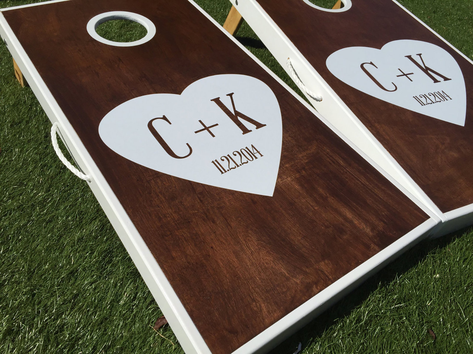 WestGeorgiaCornhole 10 Piece Heart Initials Custom Cornhole Board Set ...