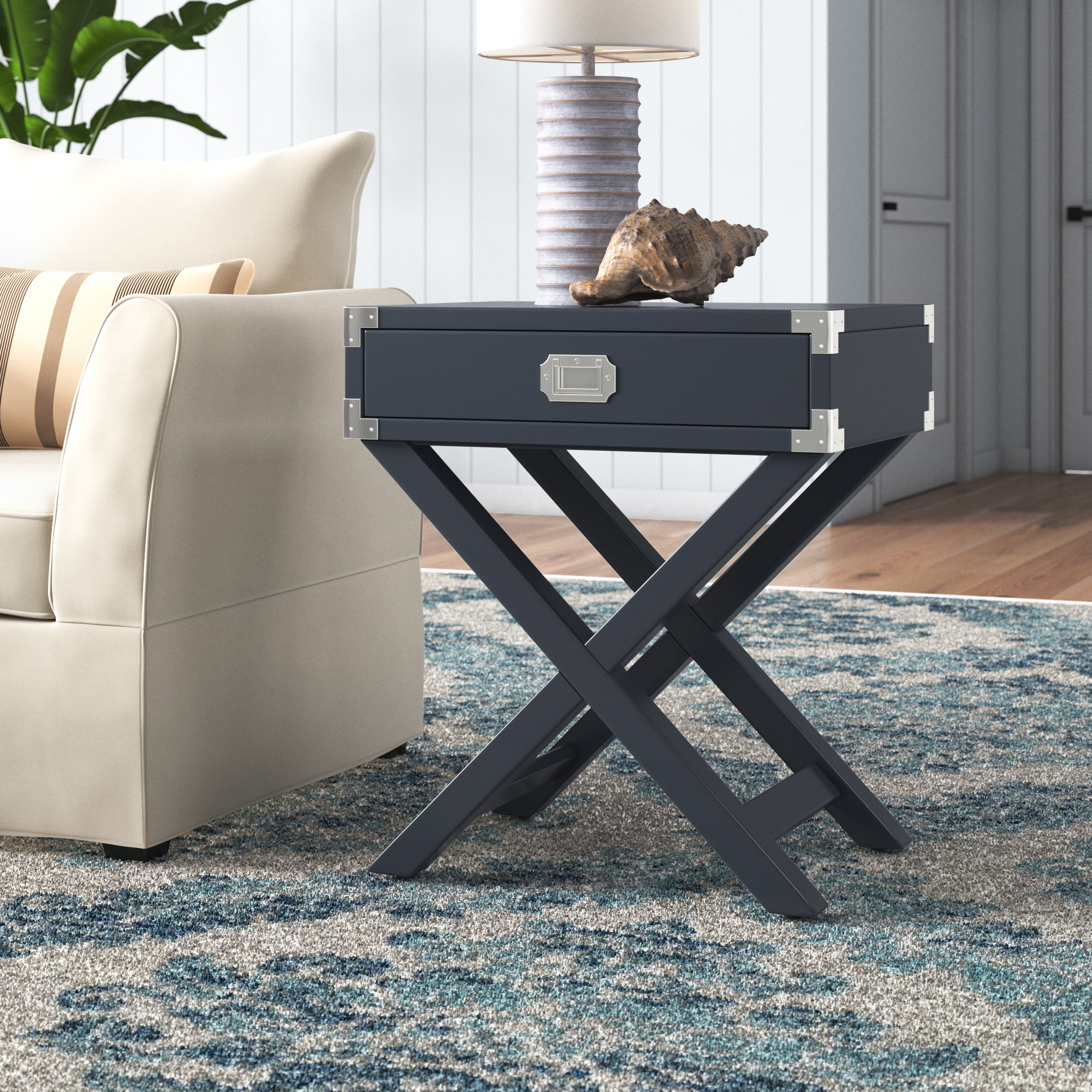 Etta Avenue™ Campden 27.5'' Tall Cross Legs End Table with Storage ...