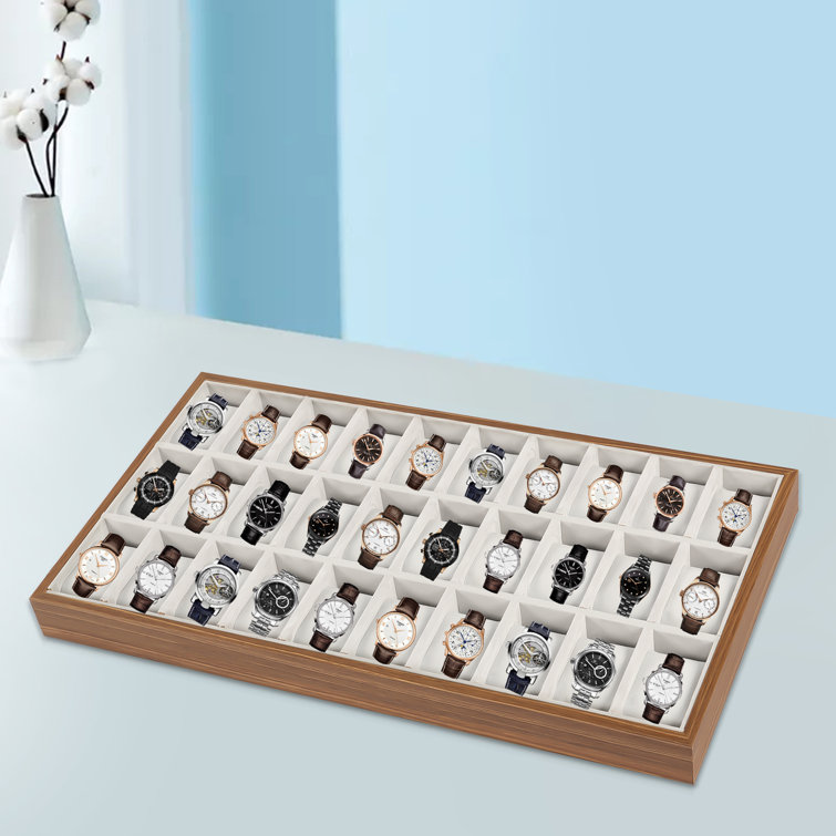 Union Rustic 30 Slots Wooden+Flannel Display Watch Box | Wayfair