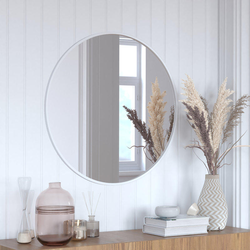 Mercer41 Gagalis Wall Mount Shatterproof Round Accent Wall Mirror with ...