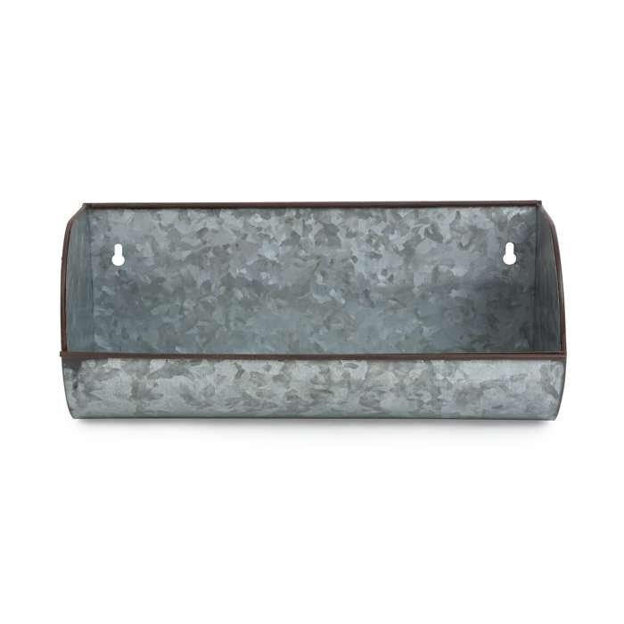 August Grove® Galvanized Metal Mounted Farmhouse Trough 2 Piece Wall ...