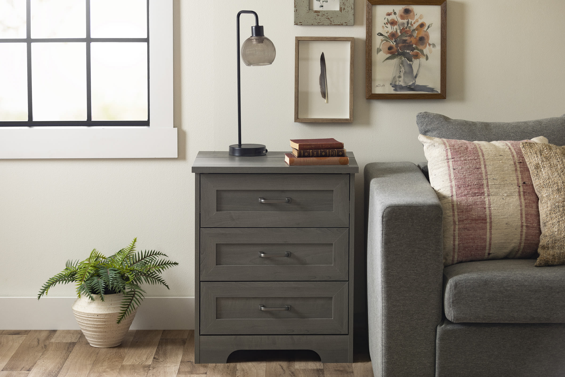 South Shore Prairie 2-Drawer End Table With Movable Surface | Wayfair