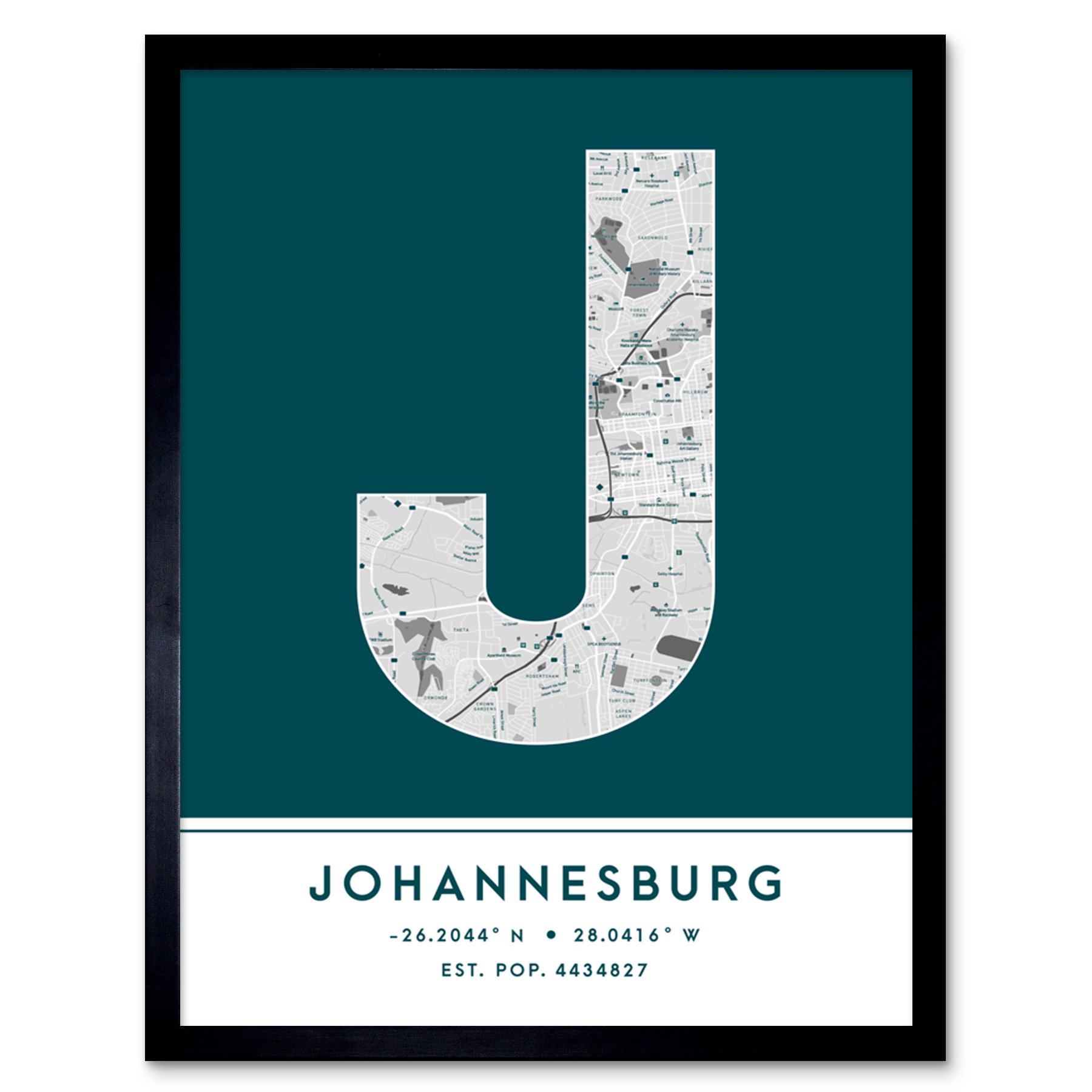 Wee Blue Coo Johannesburg City Map Johannesburg Teal by Wee Blue Coo ...