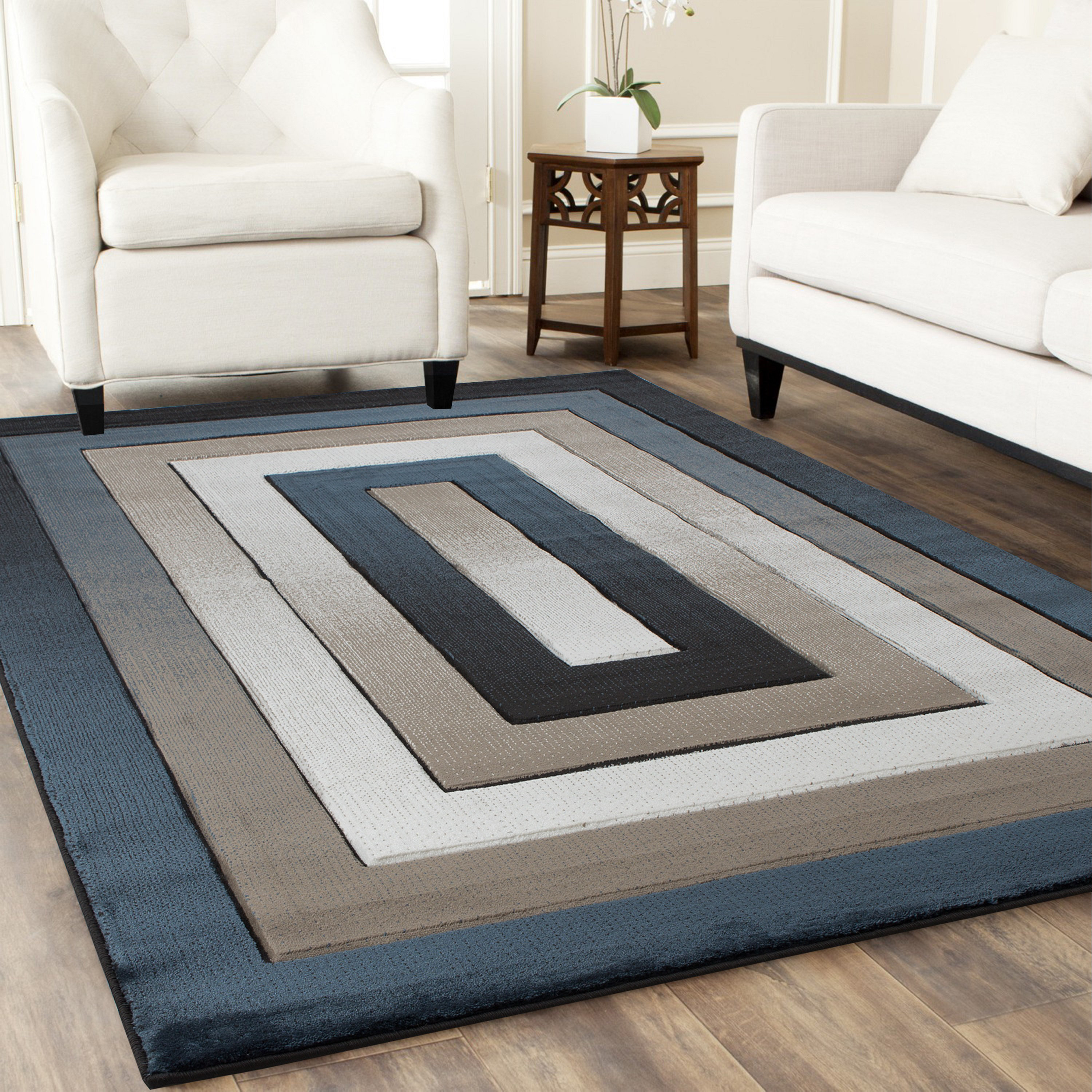 Wrought Studio Adonia Geometric Brown/Gray/Black Area Rug | Wayfair