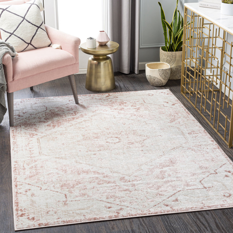 Lark Manor Cabello Performance Pink/White Rug & Reviews | Wayfair