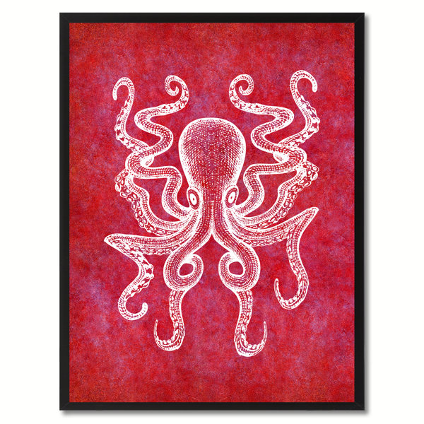 Highland Dunes Octopus - Picture Frame Graphic Art on Canvas | Wayfair