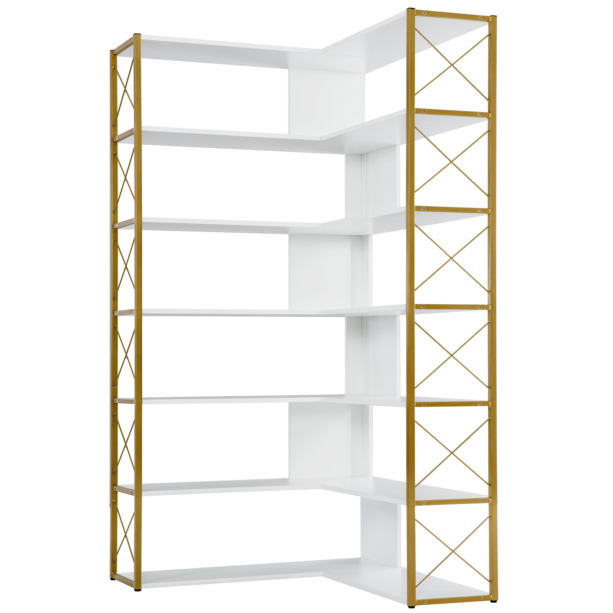 17 Stories 71" H x 37.4" W x 37.4" D Corner L-Shaped Shelf | Wayfair