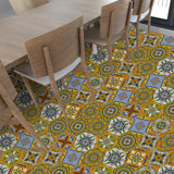 Latitude Run Seamingless Floral Hexagon 20cm x 23cm PVC Mosaic Tile ...