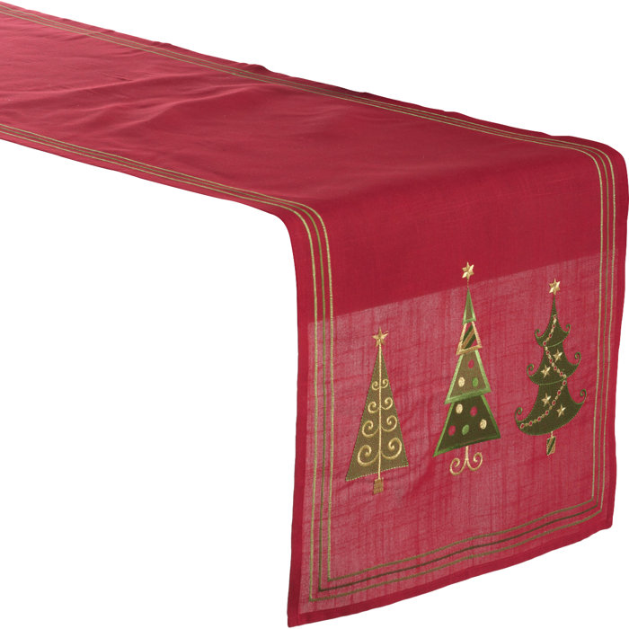 The Holiday Aisle® Rectangle Floral Christmas Polyester Table Runner ...