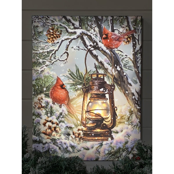 The Holiday Aisle® Cozy Cardinals 18x24 Fully Illuminated ColorChange ...