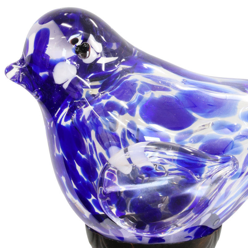 Exhart Solar Pearlized Hand Blown Glass Bird Garden Stake, 6 by 31 ...