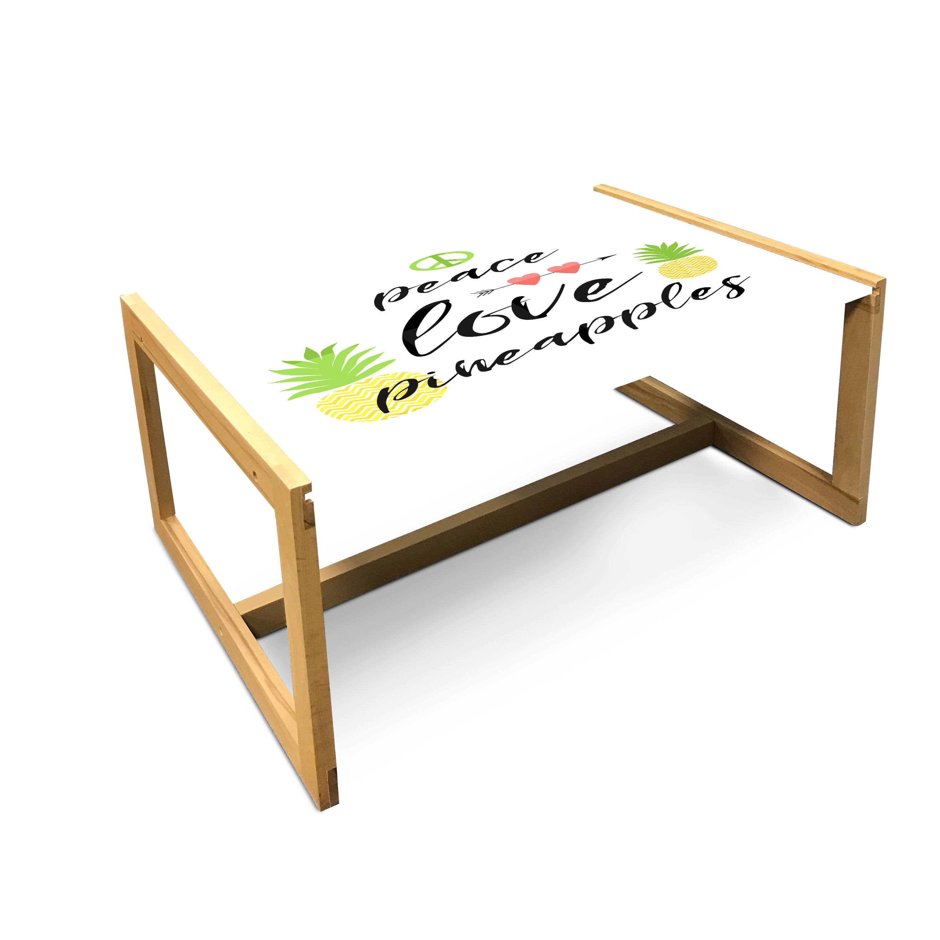 East Urban Home Saying Coffee Table, Cursive Calligraphy Of Peace Love ...