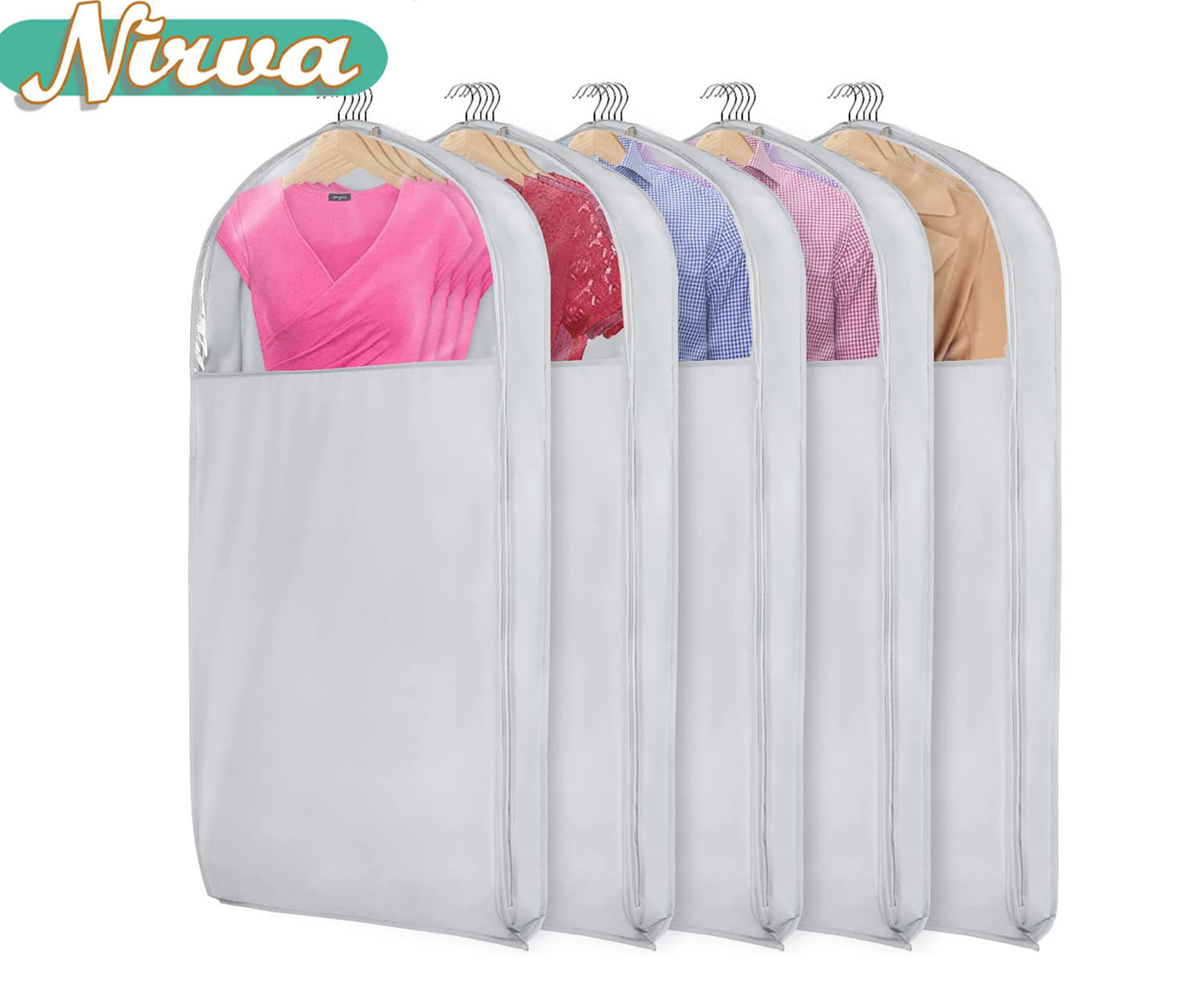 Nirva Vim Garment Bag For Storage 40" Dress Bags Hanging Clothes Cover ...
