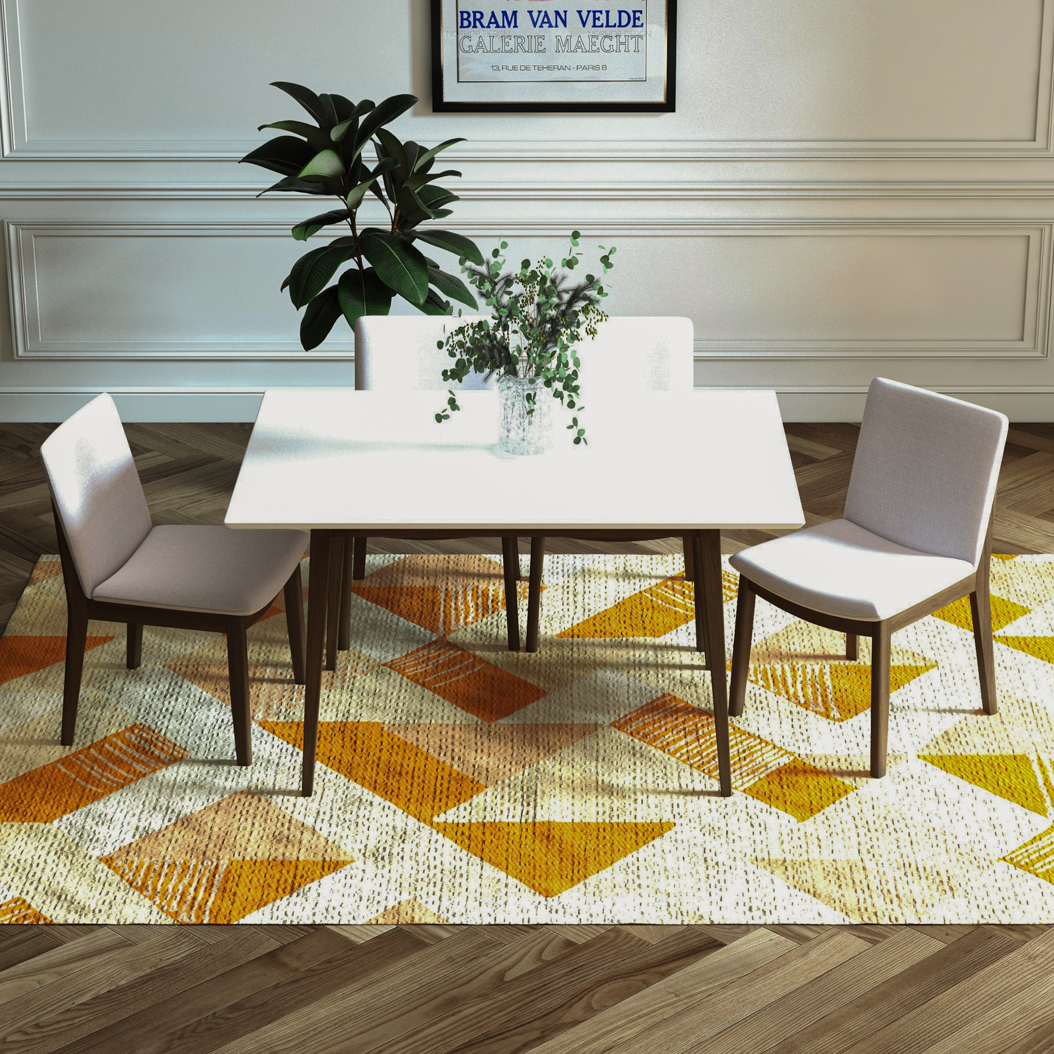 Corrigan Studio® Kinya 4 - Person Eucalyptus Solid Wood Dining Set ...