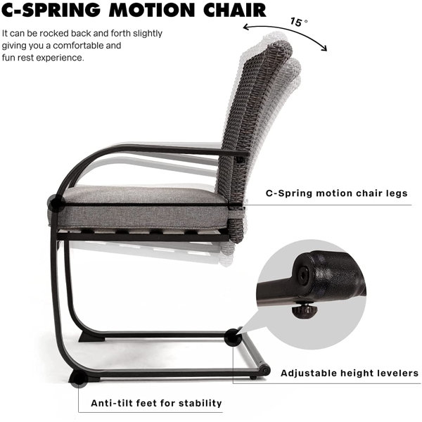 Grand Patio Outdoor Patio Seating Conversation Set Spring Motion Wicker ...