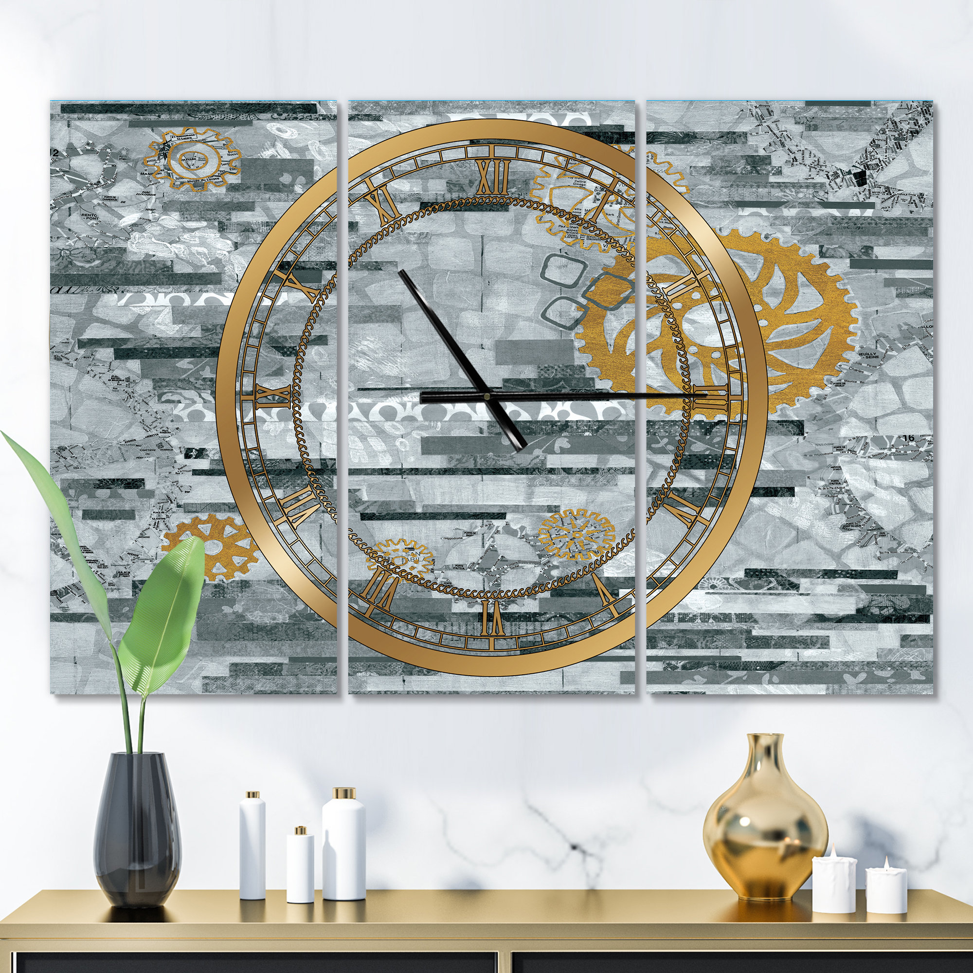 East Urban Home Modern Gold Timetable II - Traditional wall clock | Wayfair