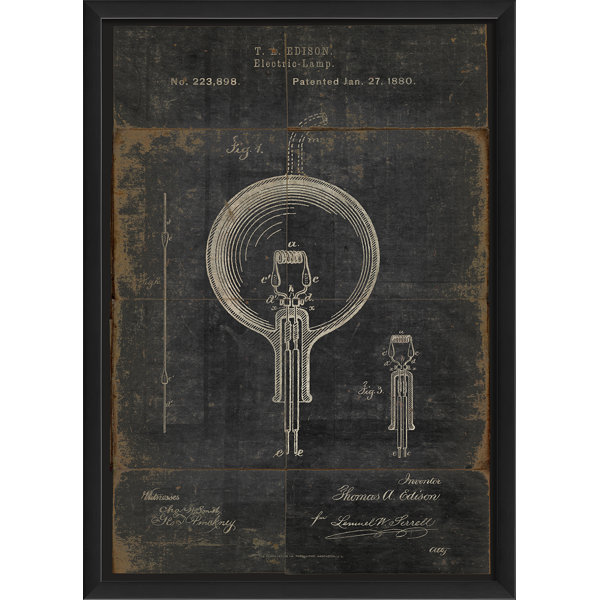 The Artwork Factory Electric Lamp by Thomas Edison - Picture Frame ...