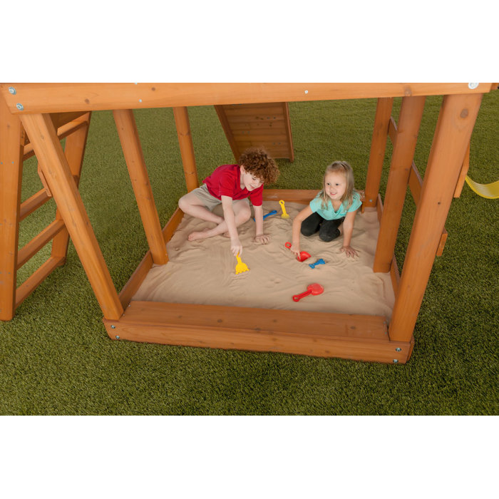 CreativeCedarDesigns Timber Valley Swing Set with Wooden Roof & Reviews ...