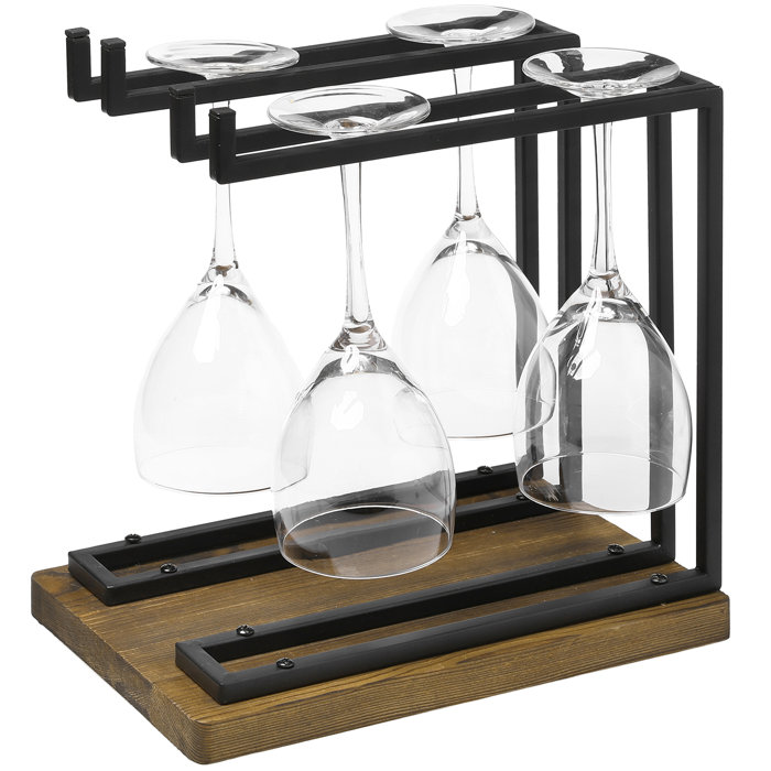 17 Stories Tabletop Wine Glass Rack in Black/Dark Brown | Wayfair
