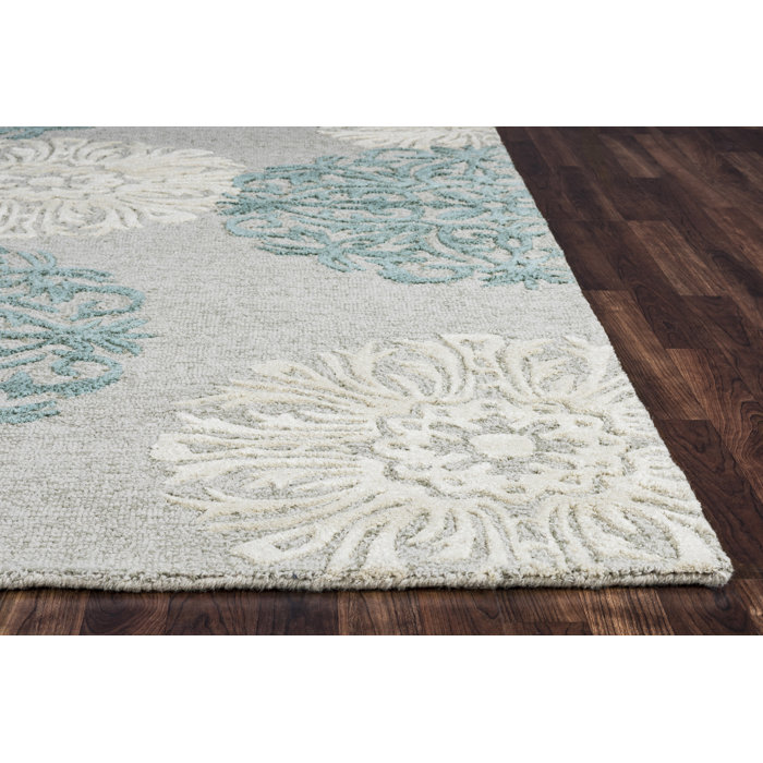 Charlton Home® Brian Handmade Wool Blue/Tan Rug & Reviews | Wayfair