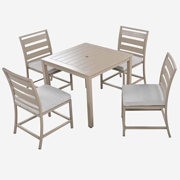 Hokku Designs Dajun Square 4 - Person Outdoor Dining Set with Cushions ...