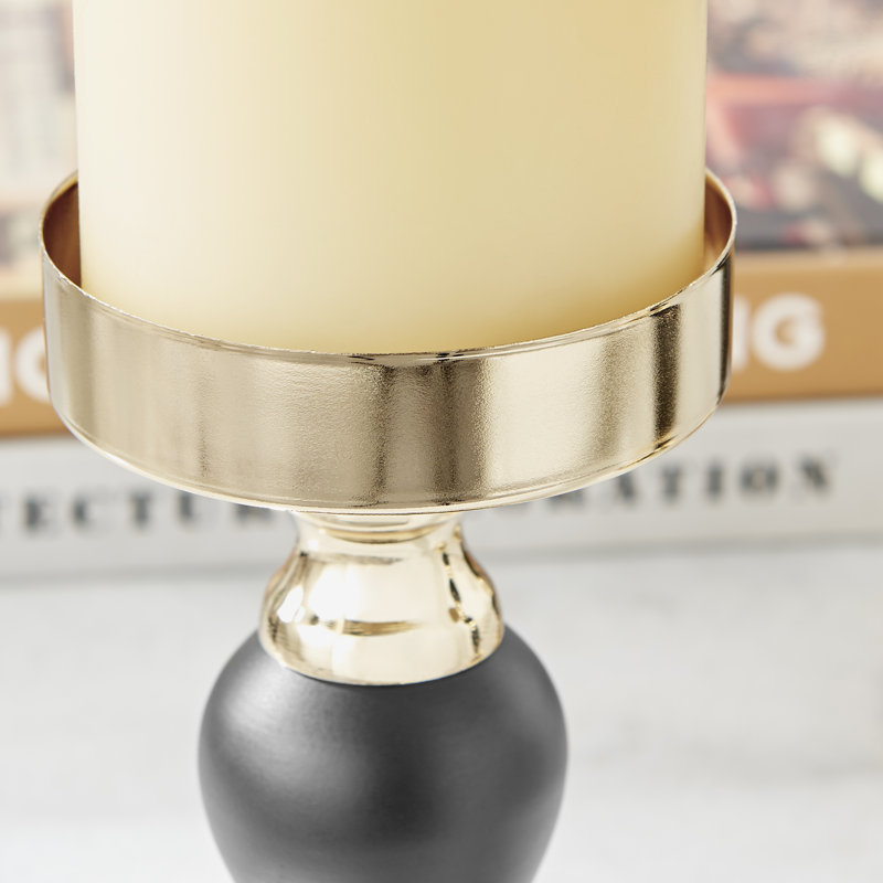 Willa Arlo Interiors Talia Black and Gold Candlestick Taper Candle ...