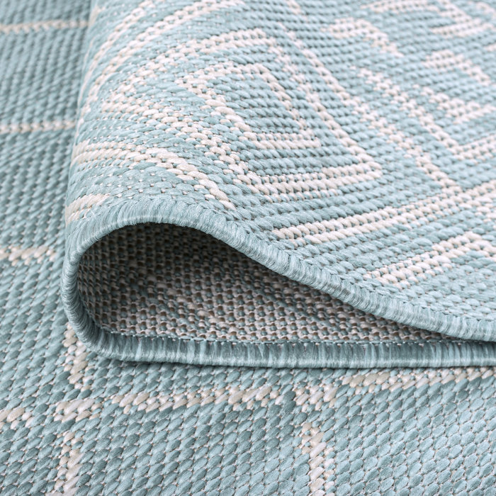 George Oliver Dalayah Aqua Indoor/Outdoor Rug | Wayfair