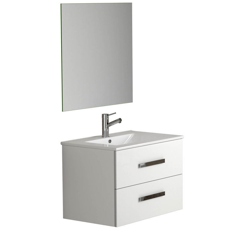 Orren Ellis Terence 28'' Wall Mounted Single Bathroom Vanity with ...