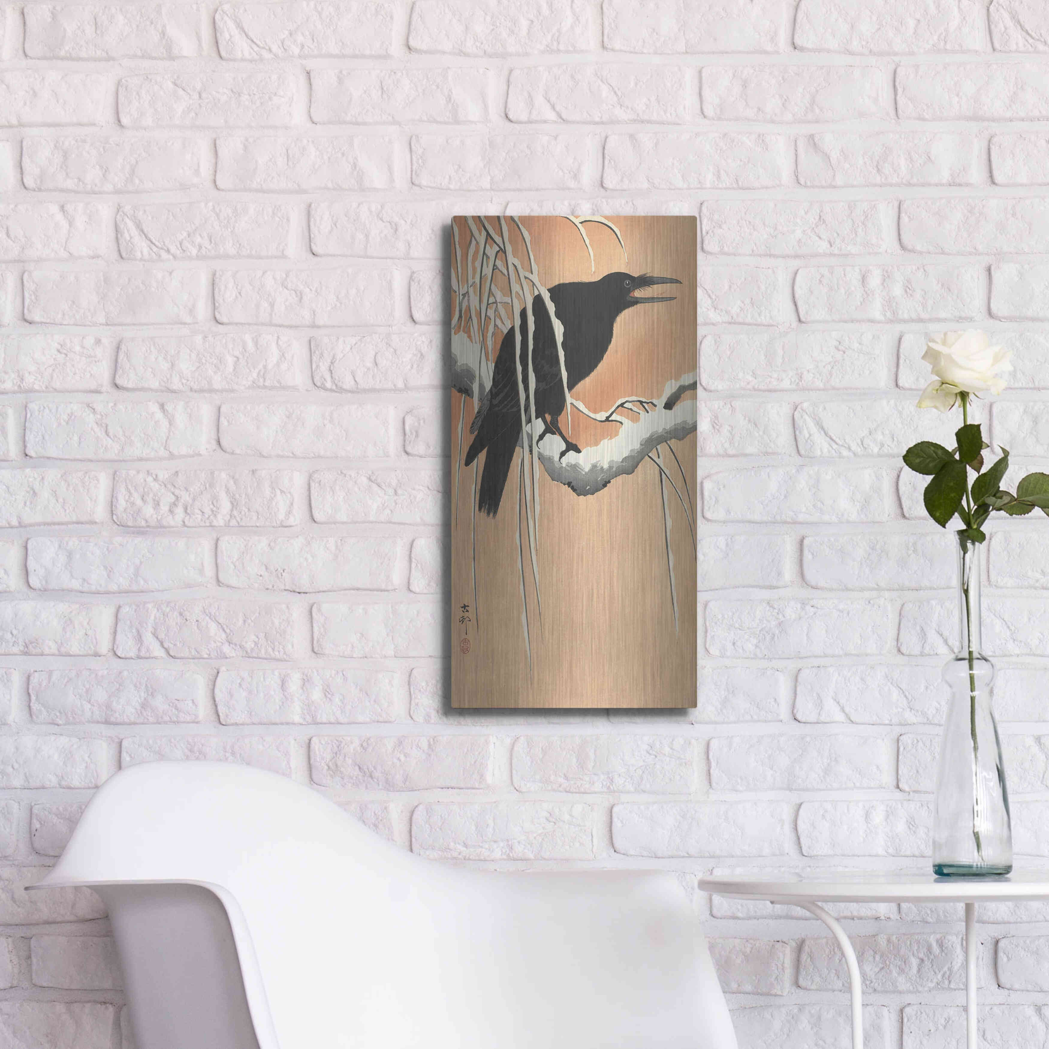 Red Barrel Studio® Luxe Metal Art 'Crow On A Snowy Bough 19001930' By ...