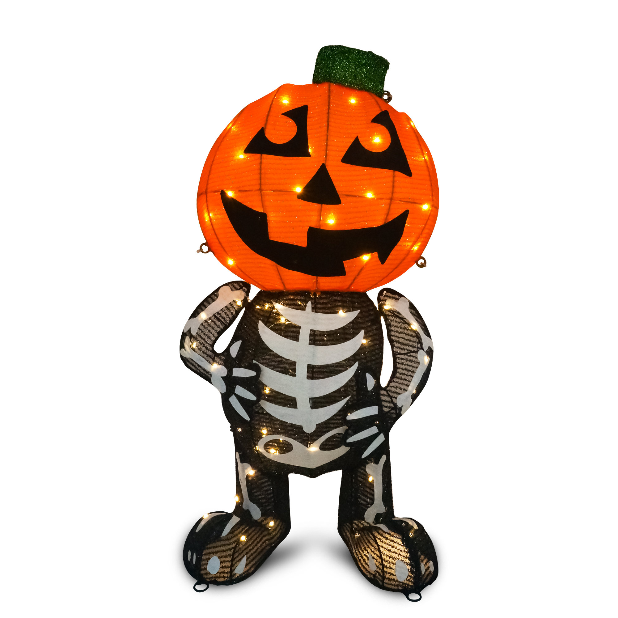 Joiedomi Tinsel Skeleton Pumpkin Lighted Display | Wayfair