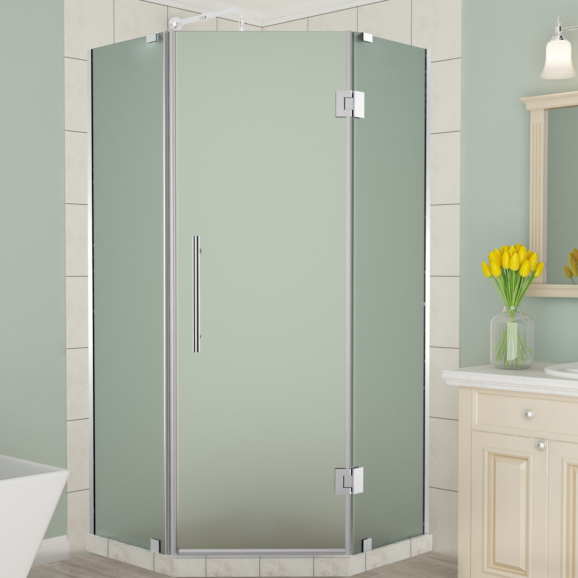 Aston Merrick 36 X 72 Neo Angle Hinged Shower Enclosure Wayfair