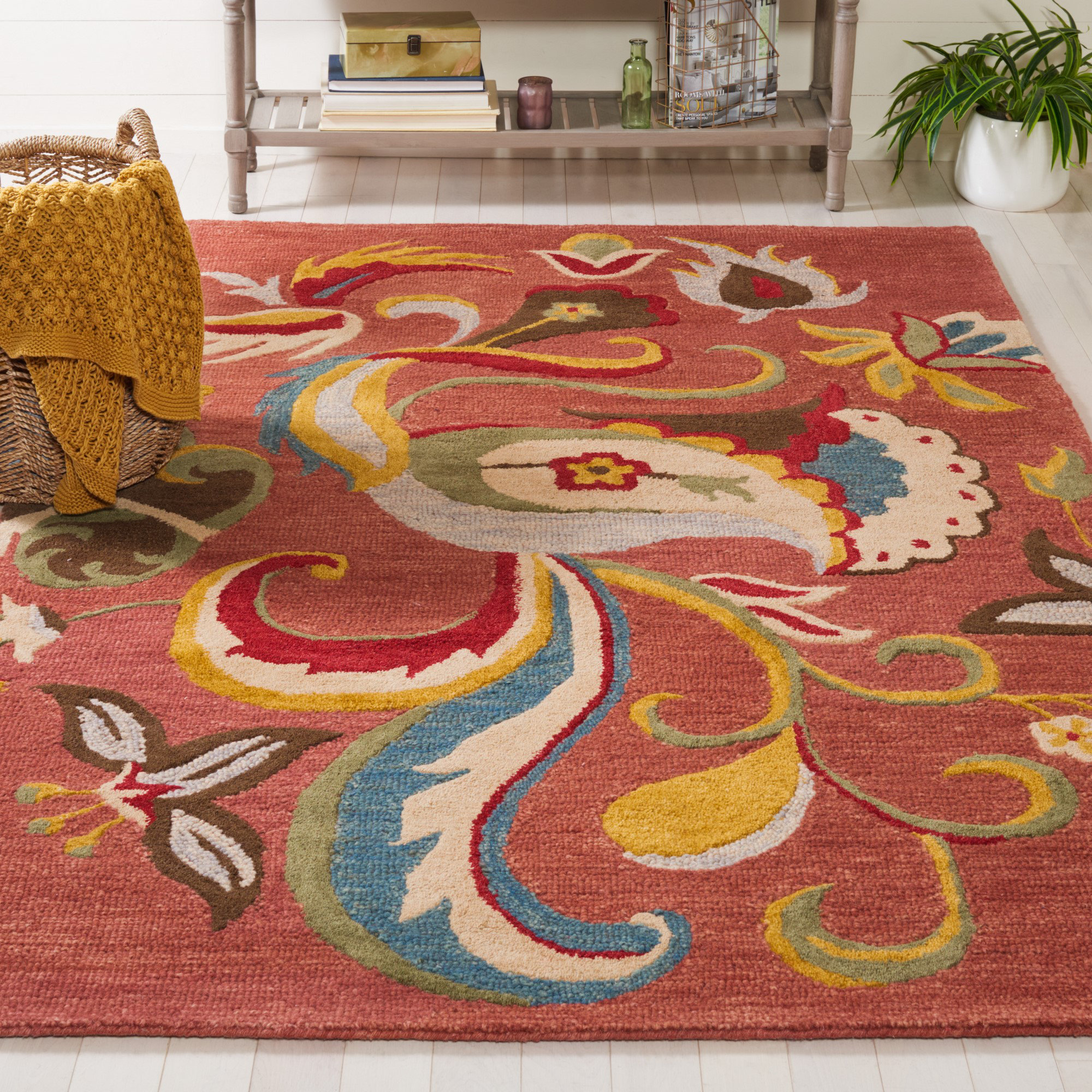 Langley Street Ferrera Handmade Wool Red Rug & Reviews | Wayfair