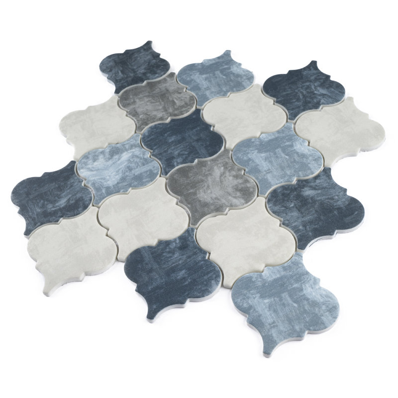 Supreme Tile Recycle 4" x 4" Glass Arabesque Fabric look Mosaic Wall ...