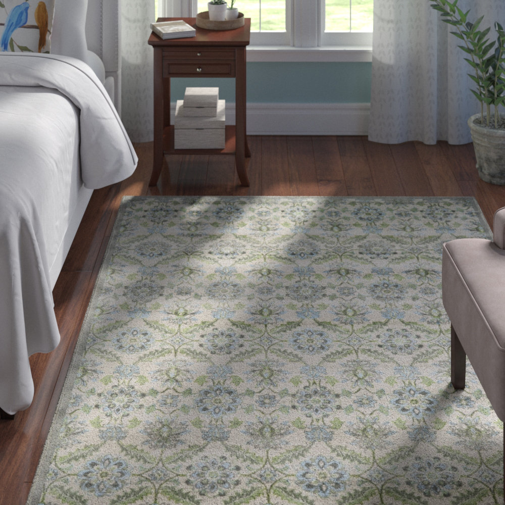 Charlton Home® Abdinour Machine Woven / Power Loomed Blue/Green/Gray ...