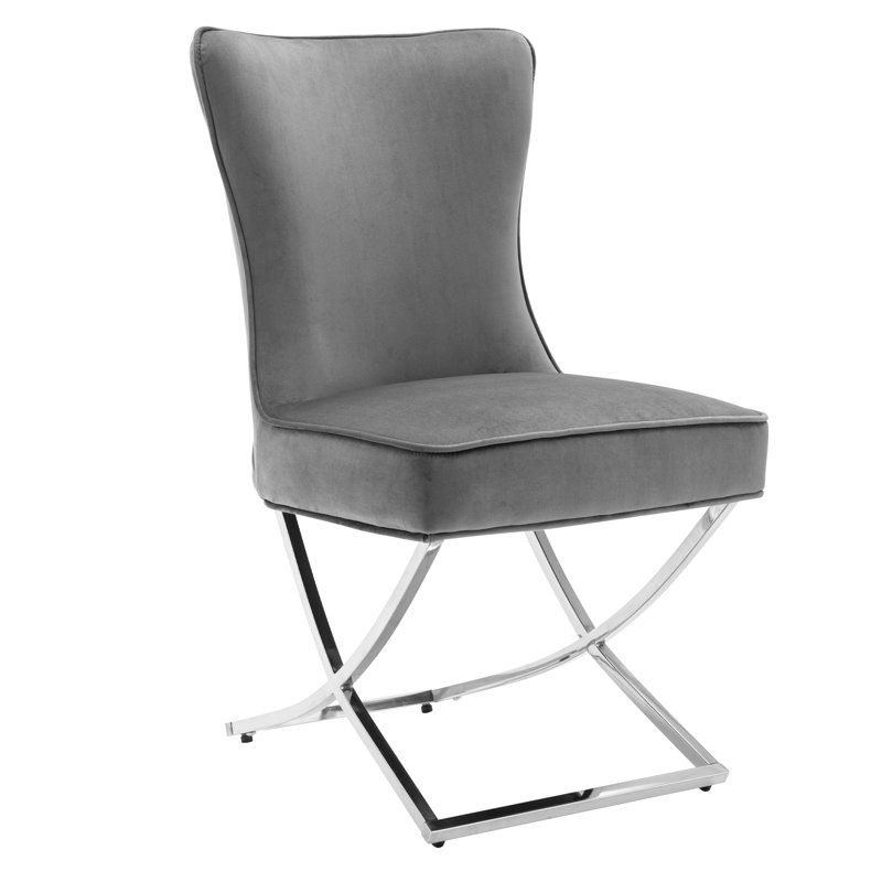 Wrought Studio Charys Tufted Velvet Upholstered Cross Legs Parsons ...