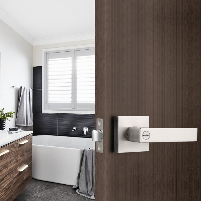 Probrico Privacy Door Lever with Square Rosette for Bed and Bath ...